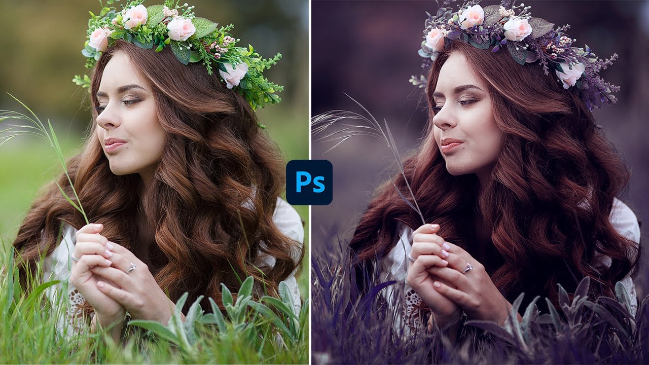 Purple Cinematic Effect Photoshop - Color Grading Photoshop - YouTube