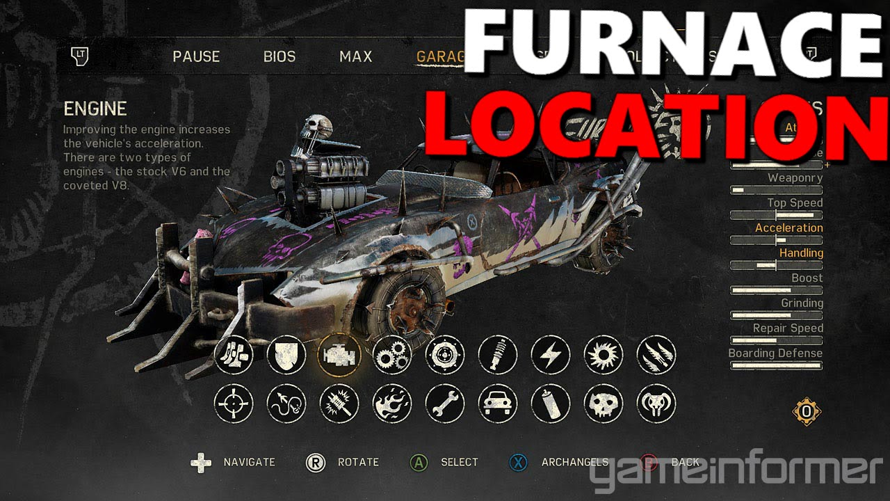 Mad Max Game: All Car Locations! (Furnace) - YouTube
