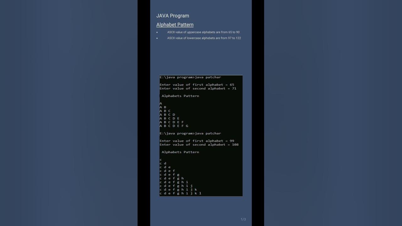 Type Casting Char🅰int🔢 Alphabet Pattern In Java Part 1shortsjava Javapattern