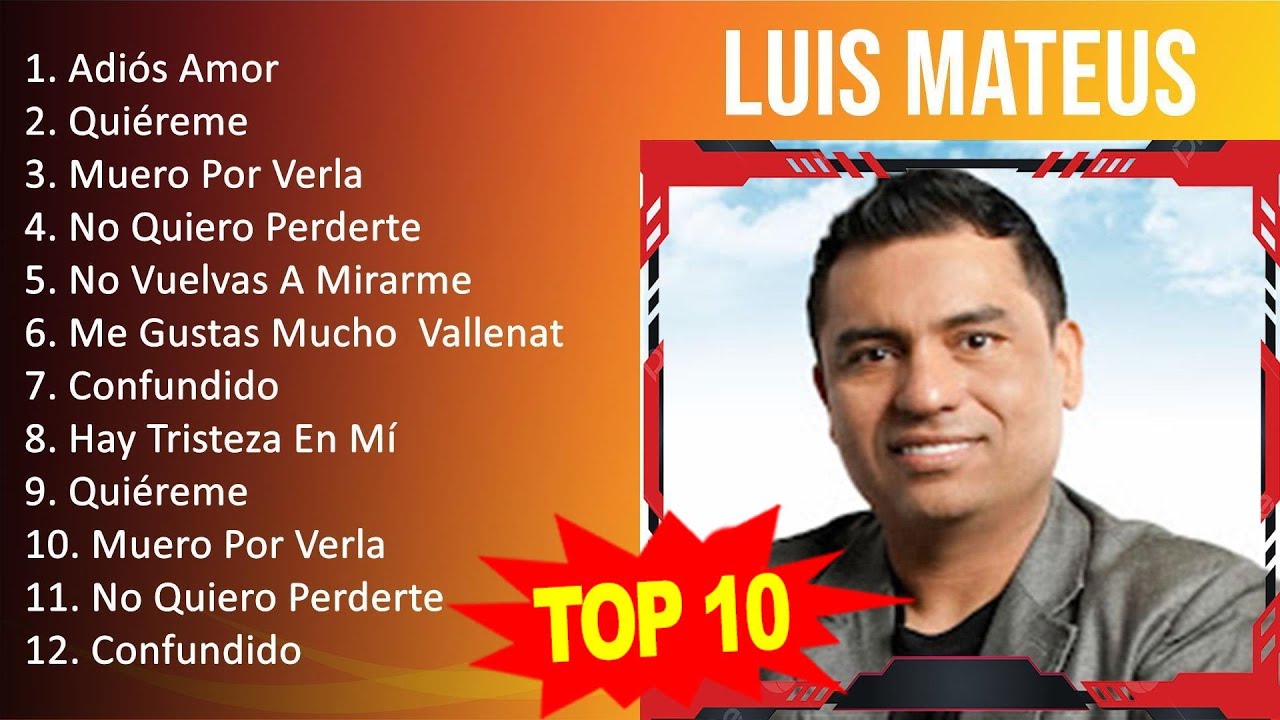 Luis Mateus 2023 - 10 Grandes Exitos - Adiós Amor, Quiéreme, Muero Por ...