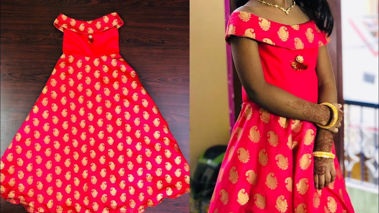 DIY off shoulder frock/shoulder neck top frock/ circular frock step by ...