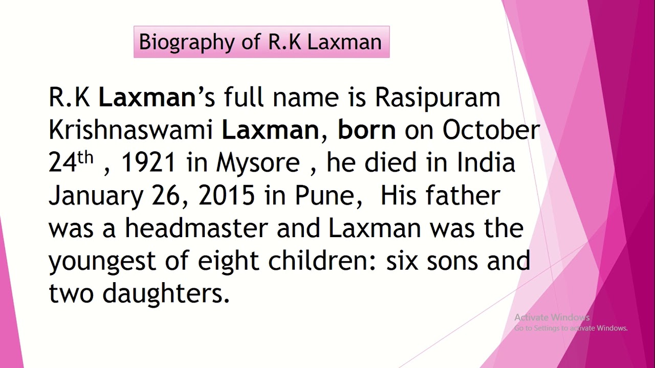 Biography of R K Laxman - YouTube