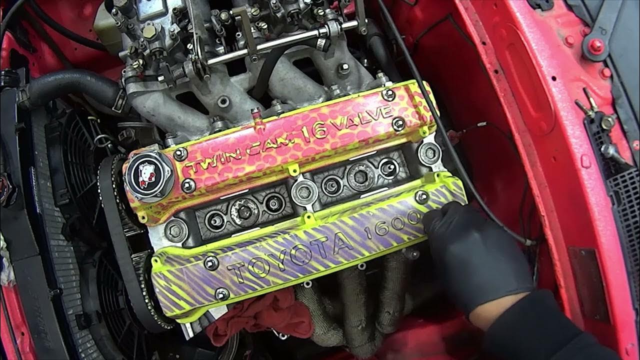 AE86 4AG camshaft install in 5 mintues...HKS 304/288!!! ASMR - YouTube