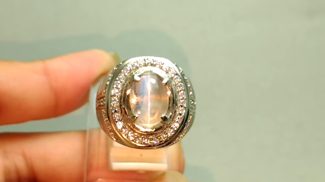 Cincin Batu Mata Kucing Cat Eye Silimanite putih srilangka asli (Kode ...