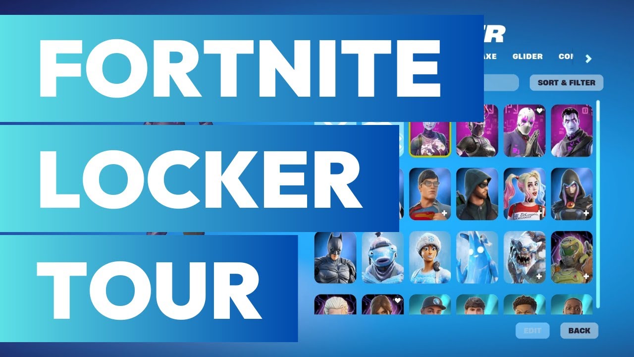 Fortnite Locker Tour (Skins, Back Bling, Pickaxes, Gliders, etc.) - YouTube