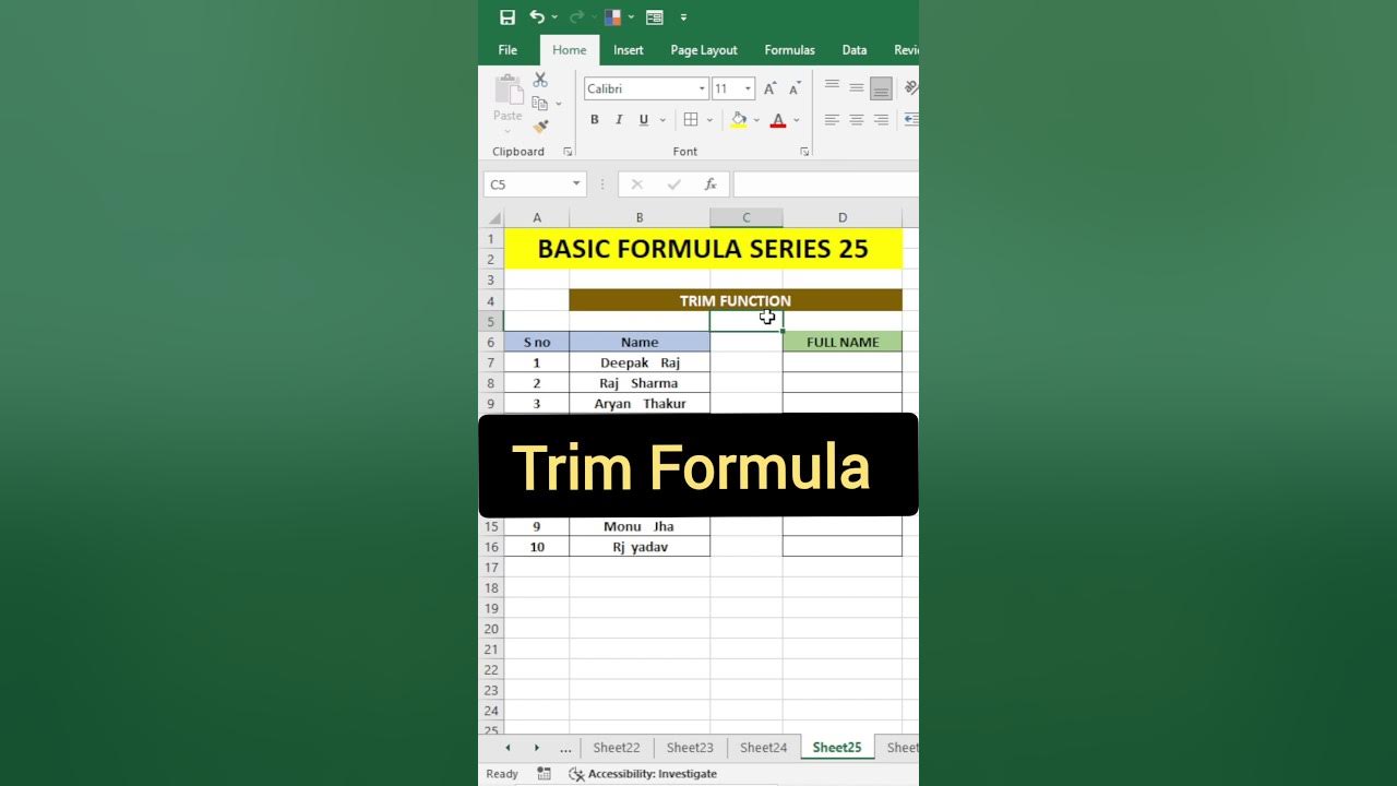 Remove extra spaces using TRIM function in Excel | How to use Trim formula in excel | Basic ...