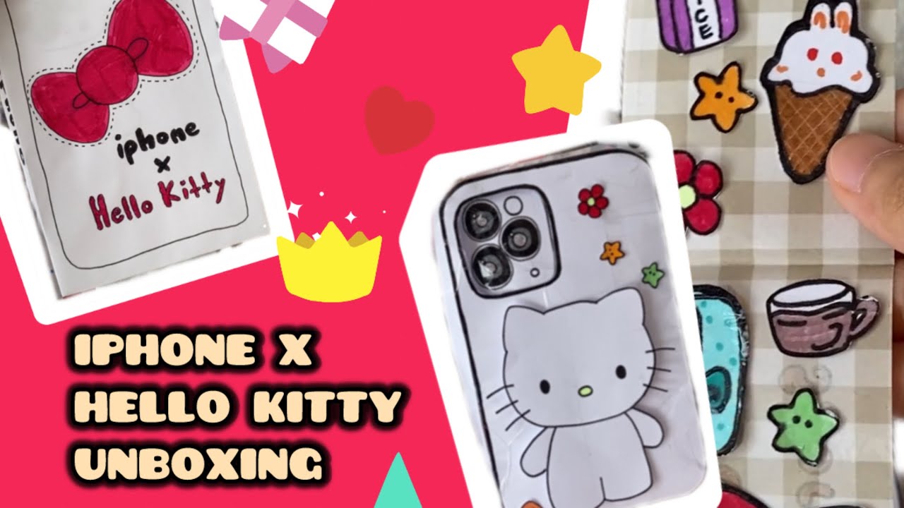 [🎀Paper ASMR] Unboxing Iphone x Hello Kitty | paper diy | unboxing ...