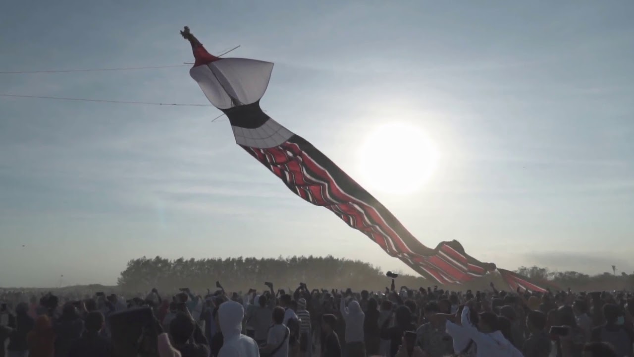 bali indonesia circa traditional kite festival people flying giant ...