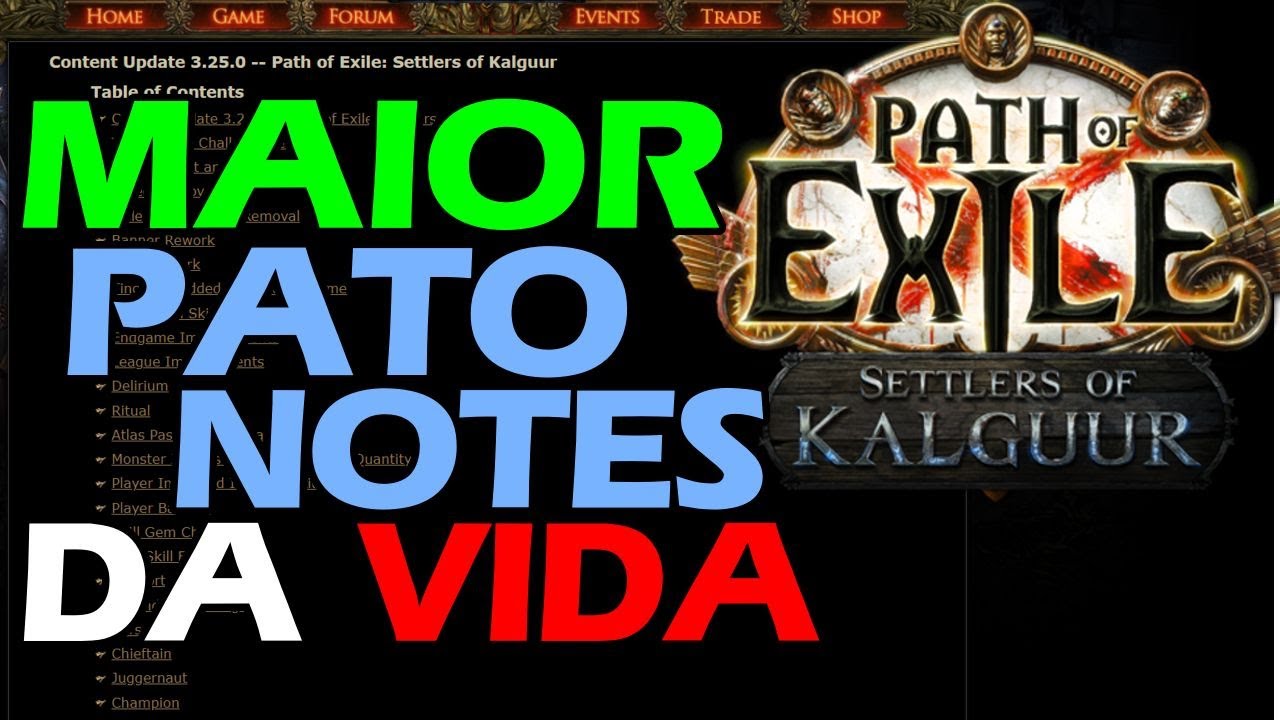 Resumão do Maior Patch Notes da História do PoE - Path of Exile 3.25 ...