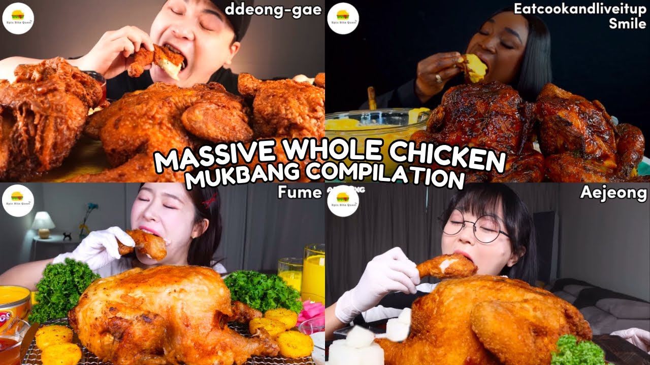 ASMR | MASSIVE WHOLE CHICKEN MUKBANG COMPILATION | FRIED WHOLE CHICKEN ...