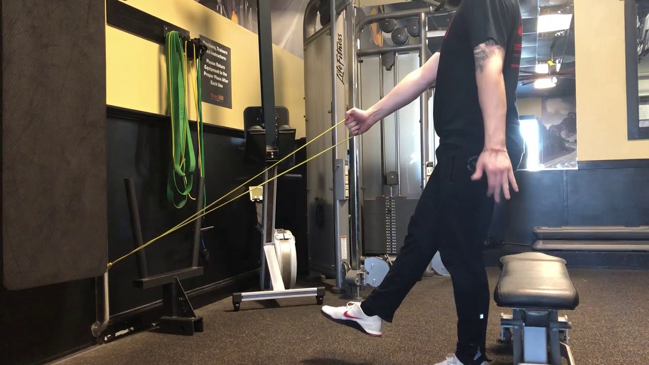 Single Leg Squat w/Band Row - YouTube