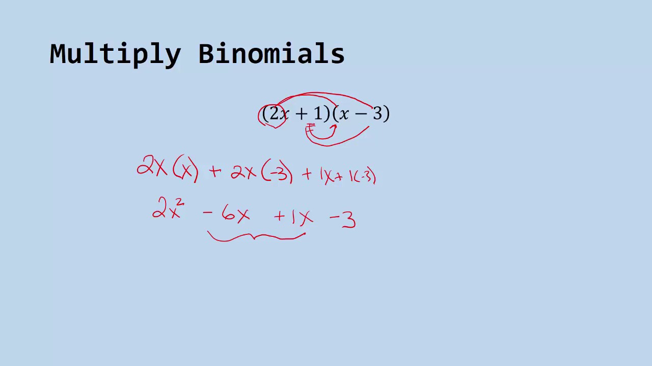 Algebra multiply 2 binomials together FOIL - YouTube