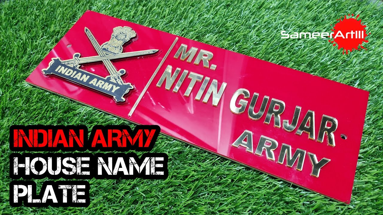 INDIAN ARMY House Name Plate Making | India Army Plate | SameerArt111 ...