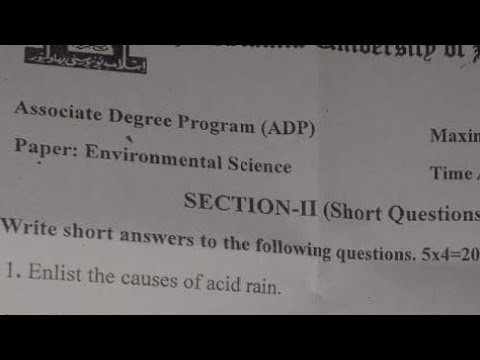 Environmental science Past Paper ADP IUB 2024-2028 | First Semster IUB ...