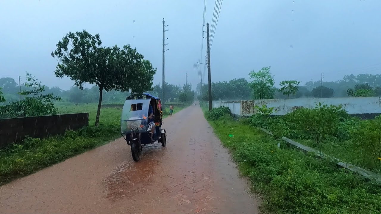 Walking in Heavy Rain in Beautiful Road | Monsoon Rain Walk Tour | ASMR ...