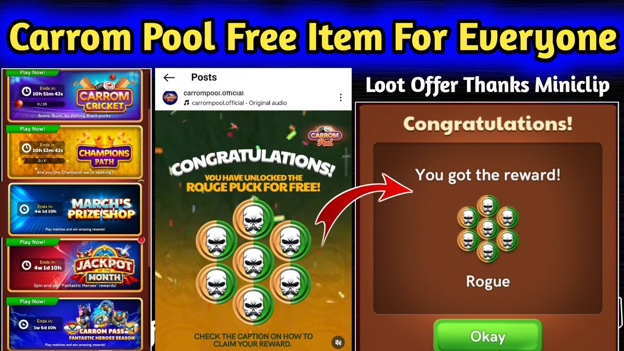 Carrom Pool Fr😱ee Loot Offer 🎁 Carrom Pool Loot Offer Full Details Don ...