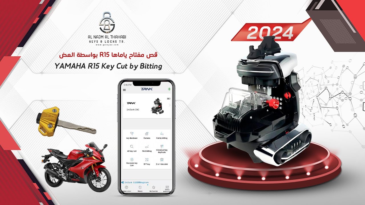 YAMAHA R15 Key Cut by Bitting / 2024 New 2M2 Tank 2 Pro Key Cutting ...