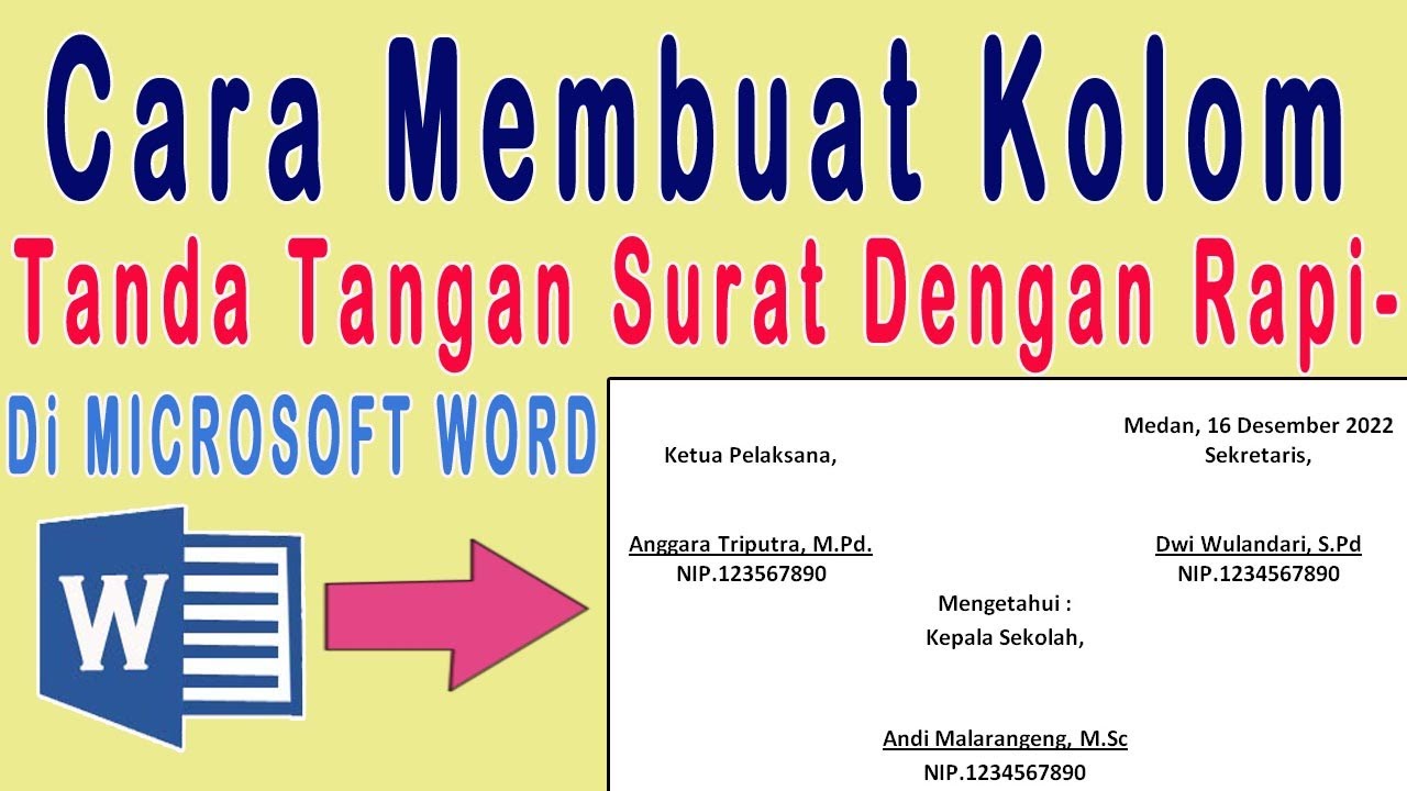 CARA MEMBUAT KOLOM TANDA TANGAN SURAT DENGAN RAPI DI MICROSOFT WORD ...