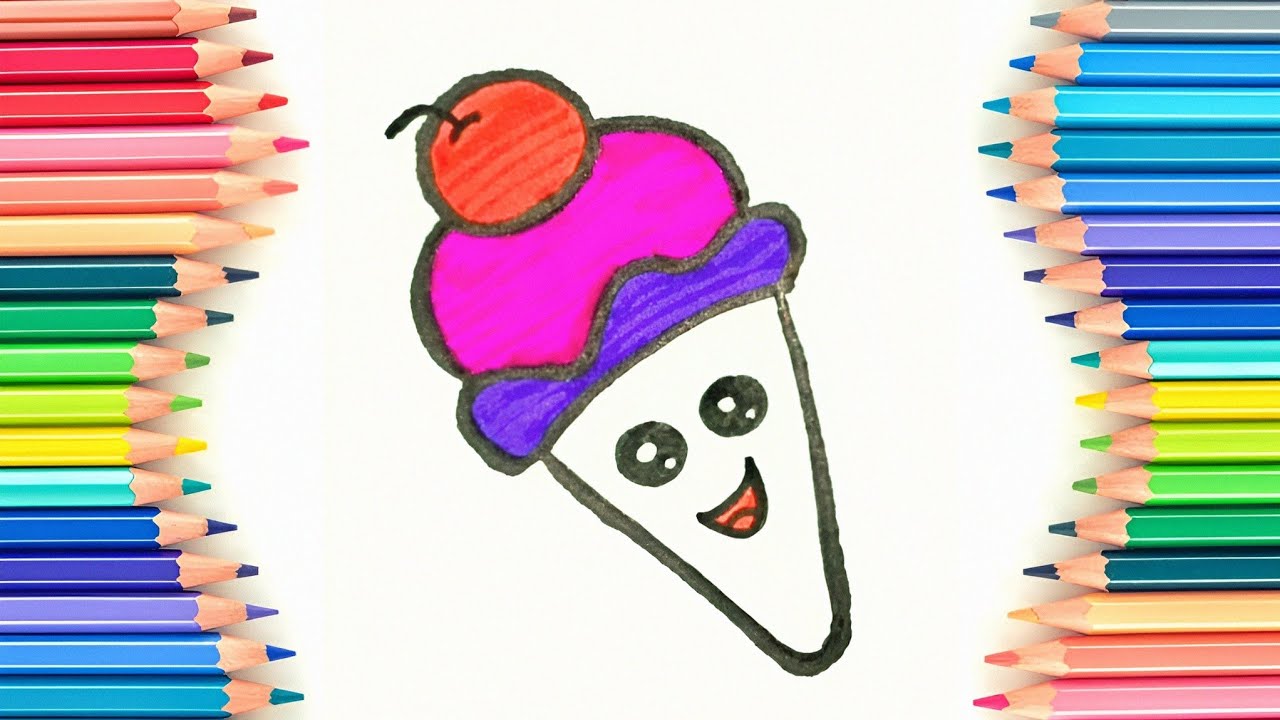 How to draw cone ice/drawing for kids/kids art hub - YouTube