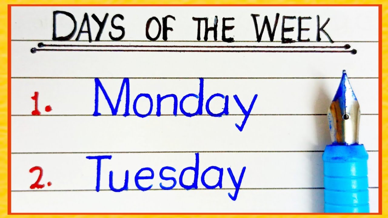 Name of 7 days in a week || Week names Sunday to Saturday || Name of ...