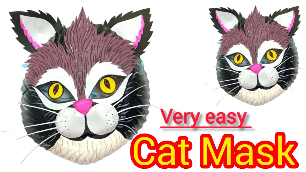 how to make cat mask with paper plate | cat mask making | paper plate ...