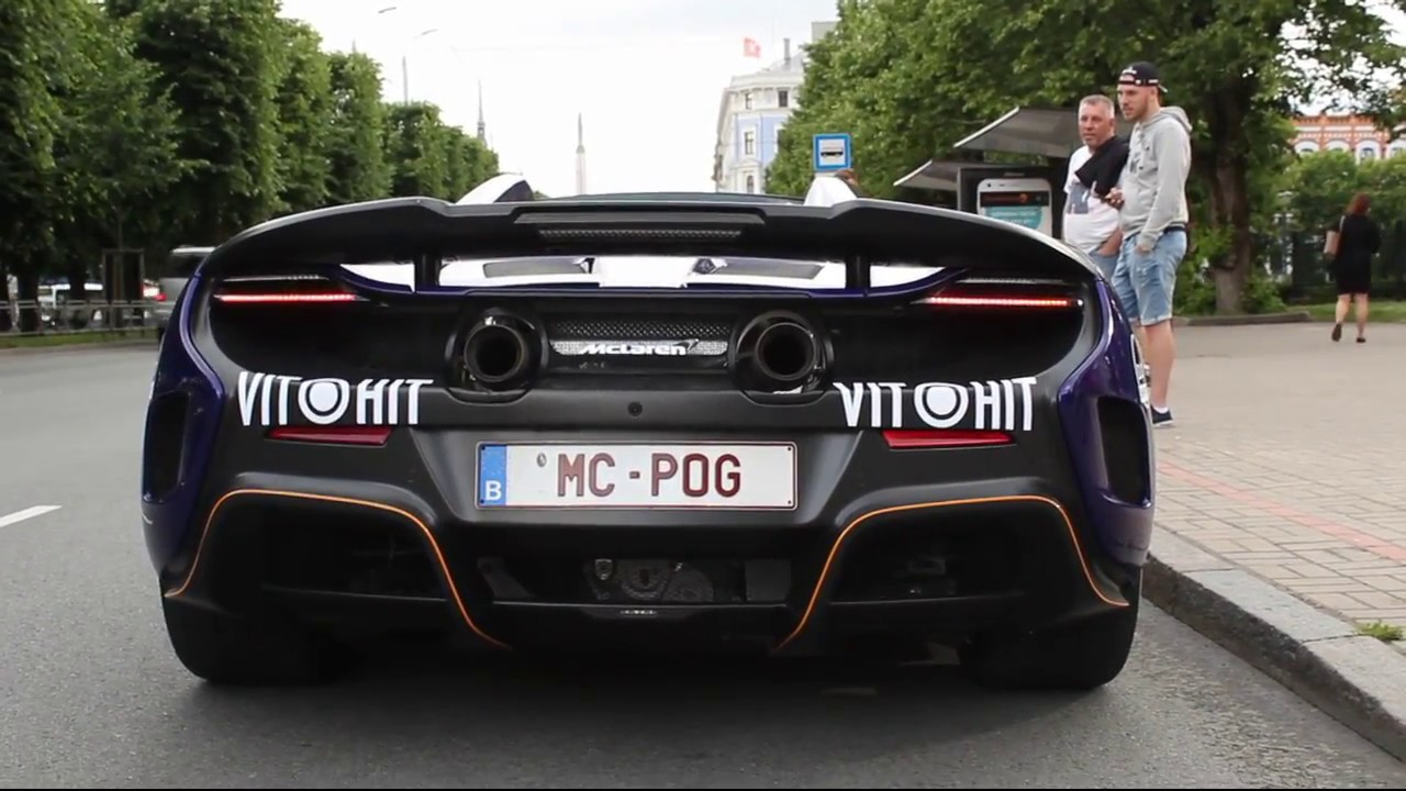 Gumball 3000 Team POG McLaren 675LT Spider in Riga - YouTube