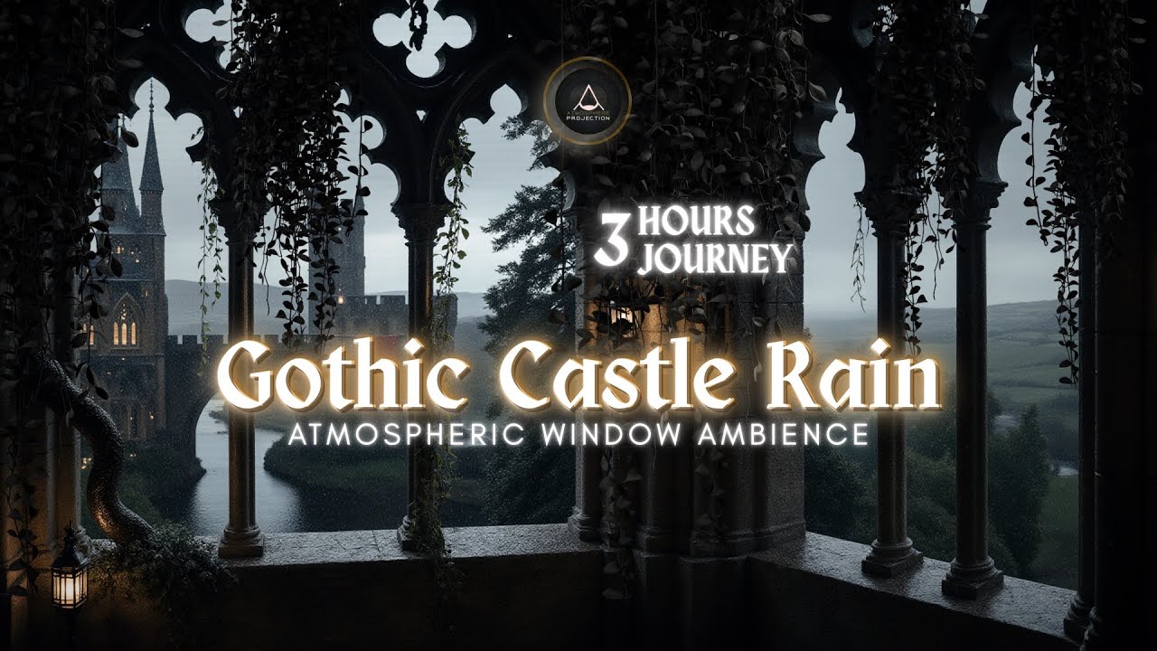 DARK GOTHIC WINDOW PROJECTION: 3 HOURS Castle Rain 🌧️ | Medieval Fake ...