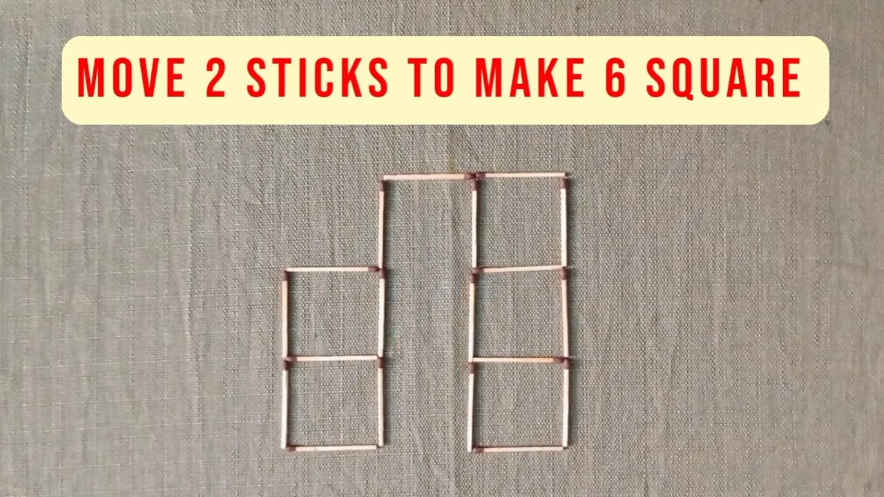 Matchstick Puzzle || Move 2 Sticks to Make 6 Square #viral#puzzles# ...
