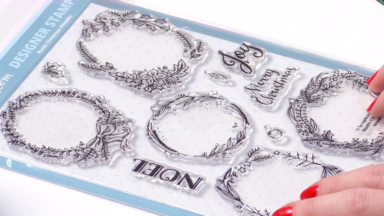 Rustic Christmas Wreath Stamp Set - Scrapbook.com Exclusive - YouTube