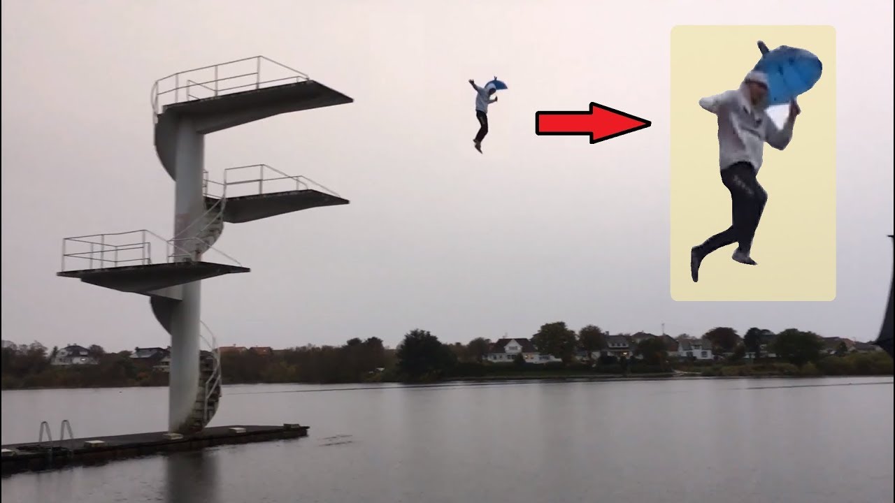 Man jumping from Diving Tower with Clothes and Umbrella☂️😲 - YouTube