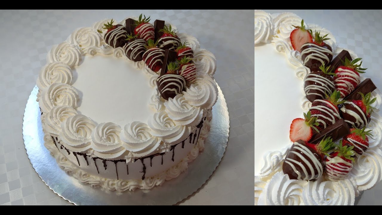 Kako ukrasiti tortu sa slagom jagodama i cokoladom - video za pocetnike ...