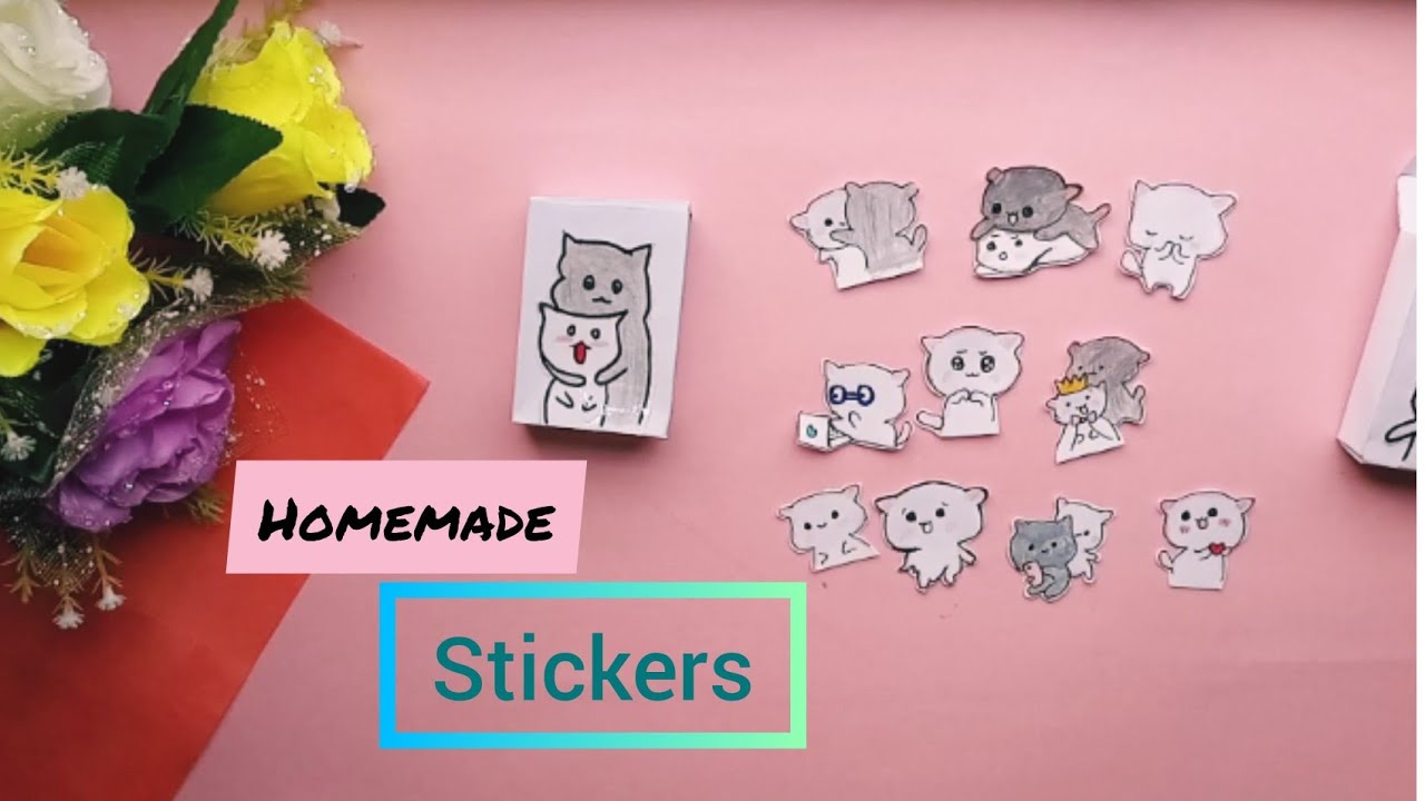 How to make homemade sticker | Paper stickers with box 🎁 - YouTube