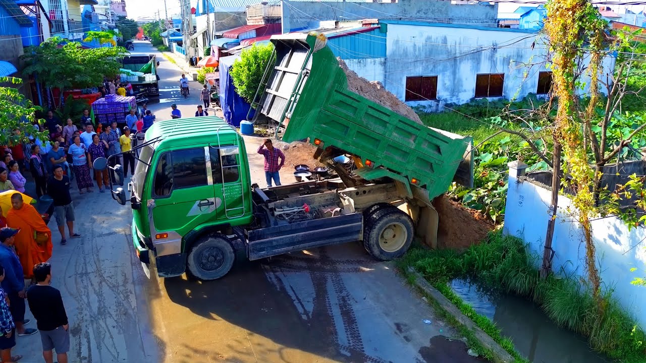 Incredible whole work landfill full project ! Truck Transport Soil with ...
