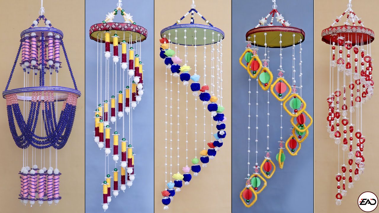 Beautiful !! 5 DIY Wind Chime || Easy Room Decor Idea || Handmade Wall ...
