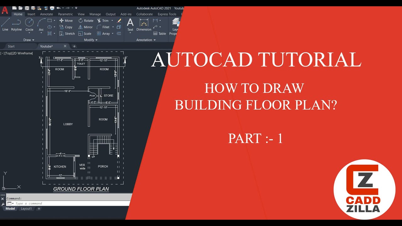 HOW TO DRAW BUILDING FLOOR PLAN IN AUTOCAD ?...PART 1 - YouTube