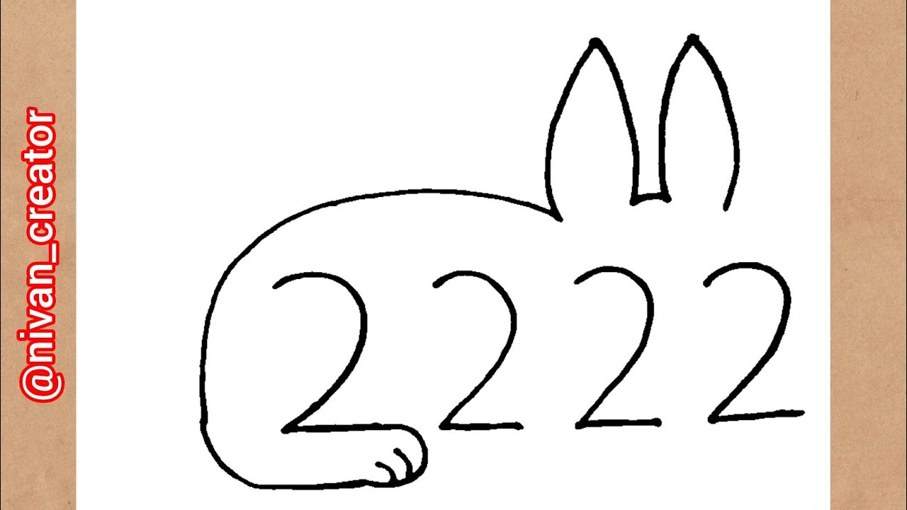 How To Draw Rabbit With 2222 Number | Rabbit Drawing Step By Step - YouTube