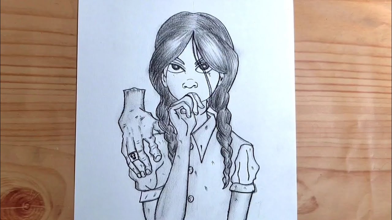 How to Draw Wednesday Addams |easy Drawing (step by step) || Netflix ...