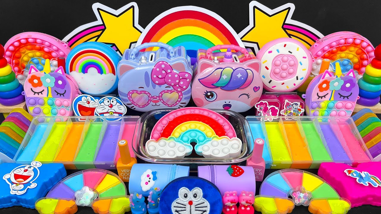 🌈Slime Mixing Random ASMR🌈💜 Cute UNICORN Slime 💝Mixing Random Into ...