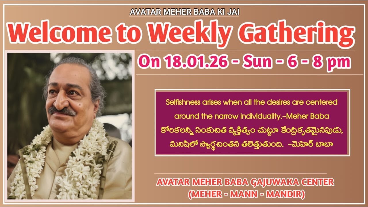 Welcome to Weekly Gathering - Avatar Meher Baba Gajuwaka Centre ...