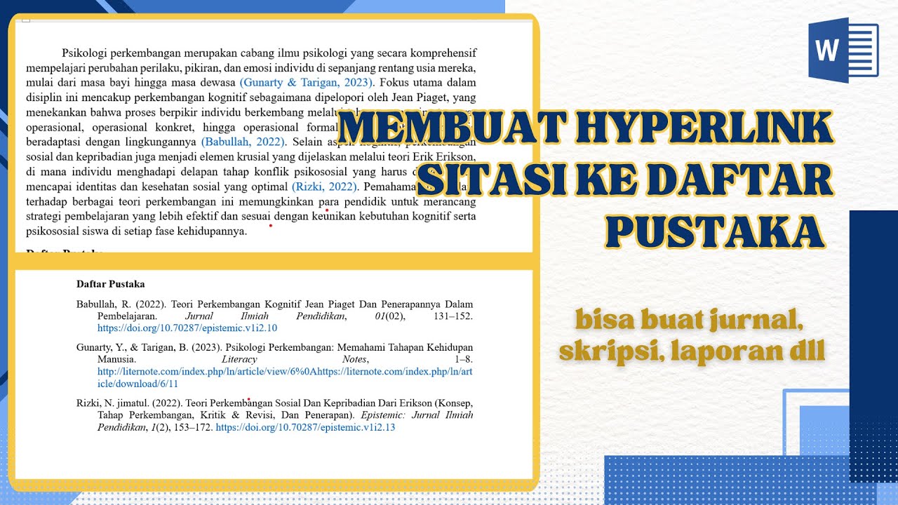 Cara Membuat Hyperlink Sitasi Artikel/Jurnal ke Daftar Pustaka di Word ...