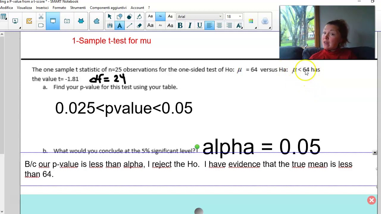 1-Sample t-test for mu (State/Plan/Do/Conclude) Reg Stats - YouTube