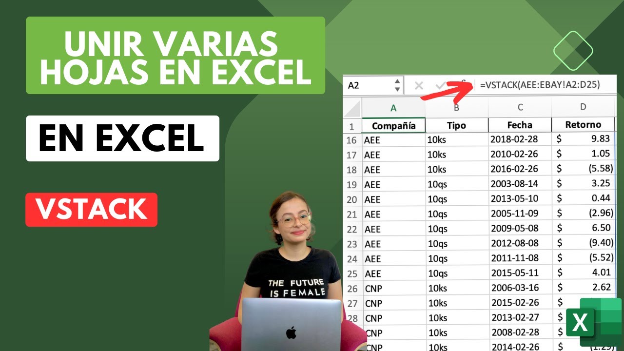 COMBINAR/AGREGAR datos de varias hojas en EXCEL en una (función VSTACK) - YouTube