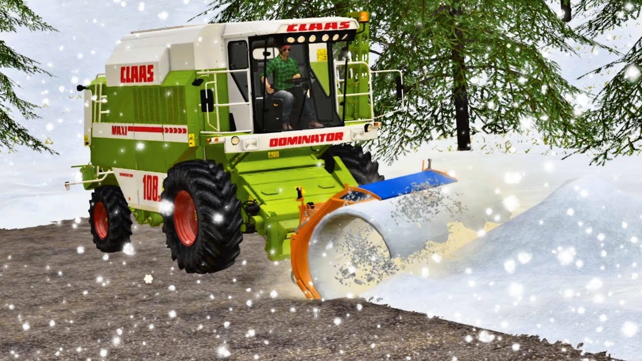 COMBINE SNOW PLOUGHING Driving on a Frozen Lake Farming Simulator 19 ...