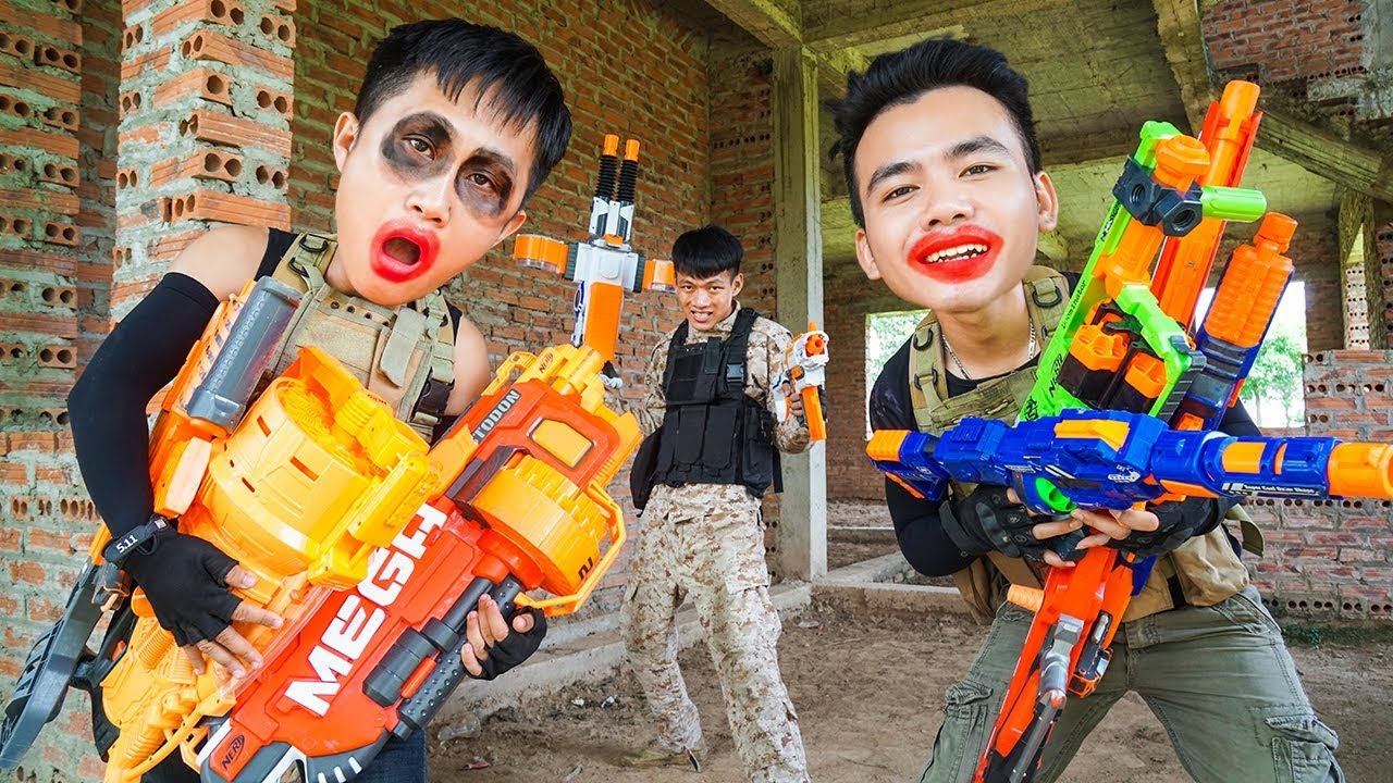Battle Nerf War: Force Warrior Nerf Guns Enemy Group robbery Diamonds ...