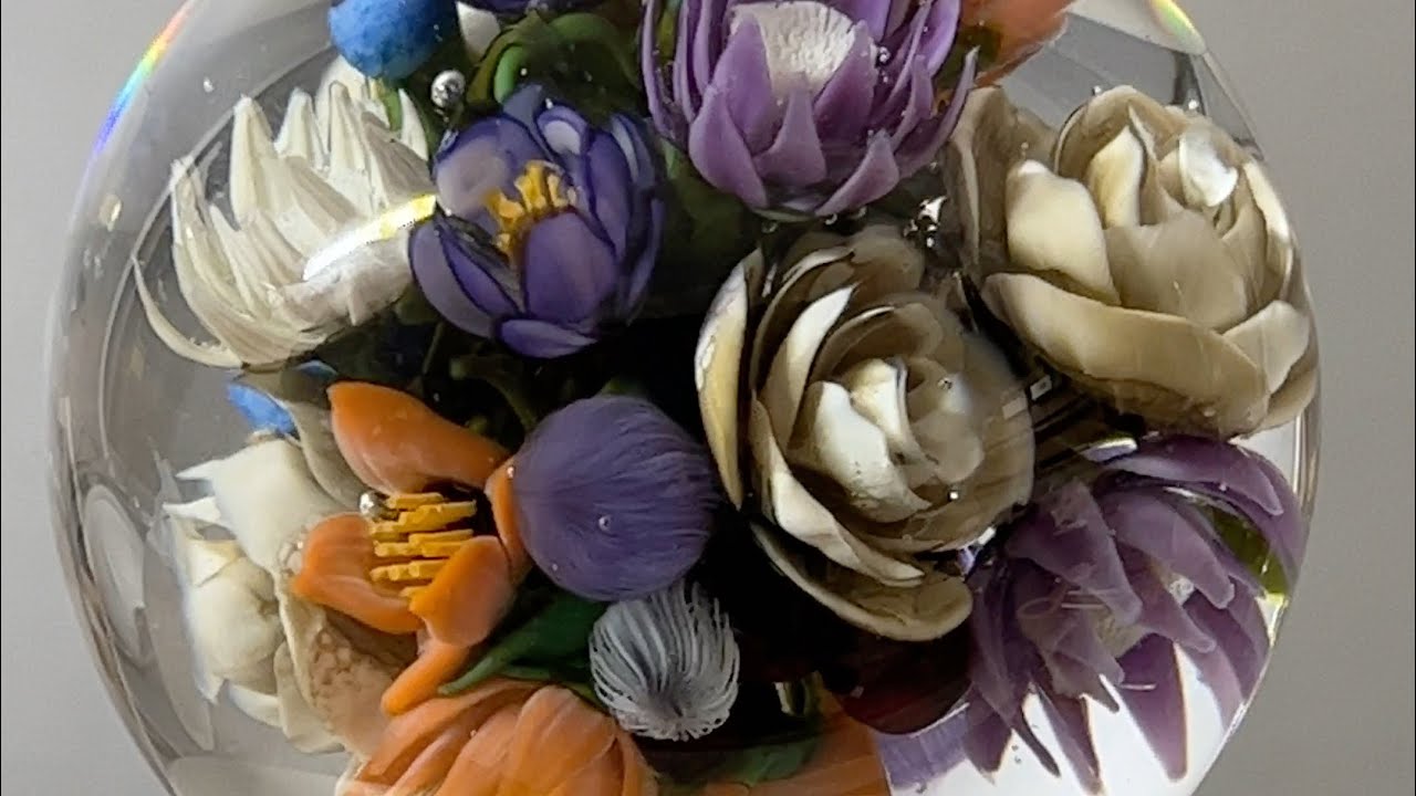 encased glass flower marble ：インケース技法 ガラスマーブル - YouTube