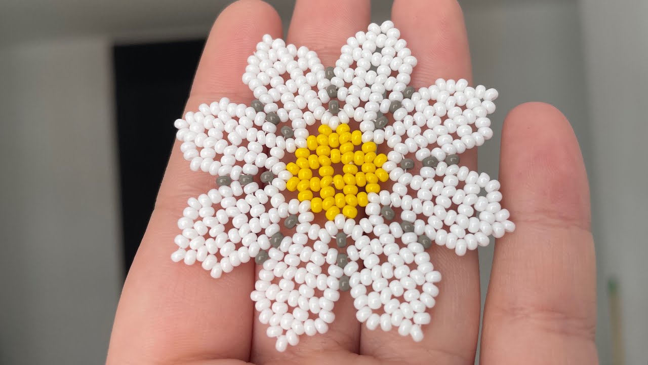 Como realizar margarita con mostacillas paso a paso🌼 flor tradicional ...