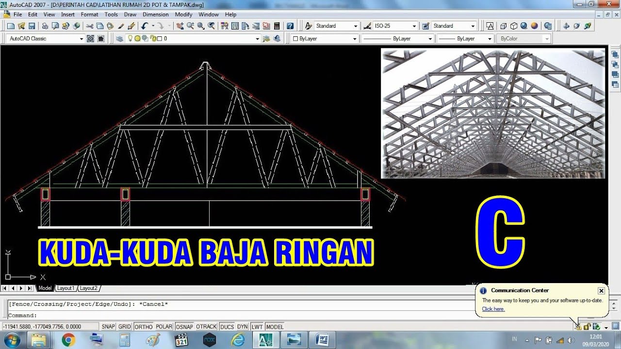 377 DETAIL KUDA-KUDA BAJA RINGAN C AUTOCAD - YouTube