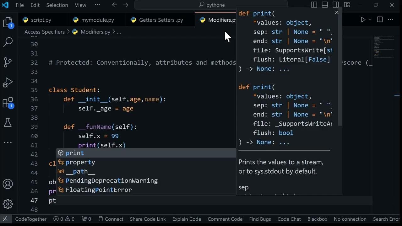 Access Specifiersmodifiers Python Youtube