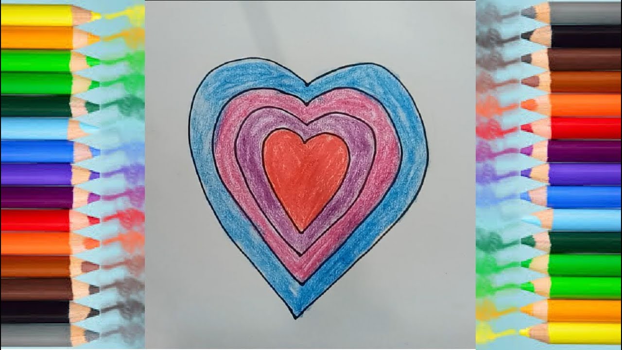 How to Draw Heart Rainbow Coloring Pages Videos for Kid Learn Colors ...