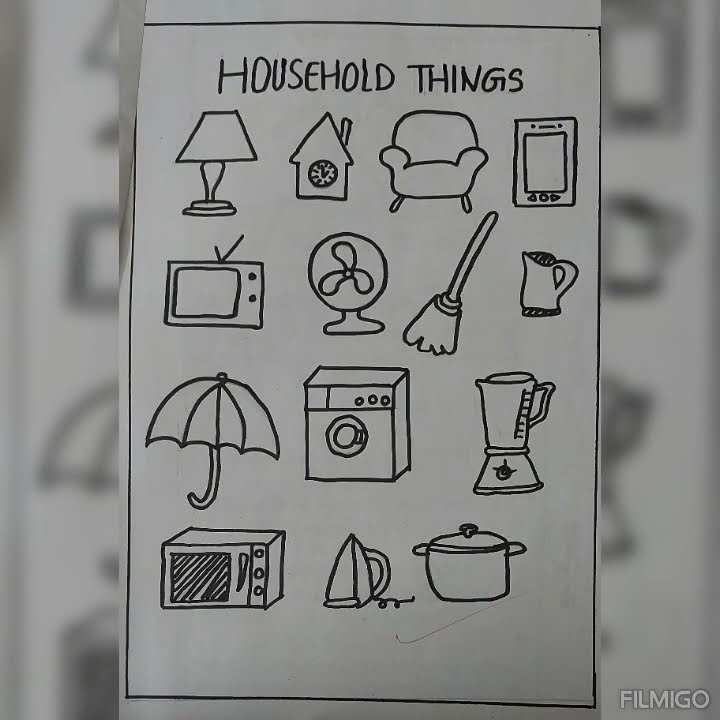 How to draw HOUSEHOLD THINGS - YouTube